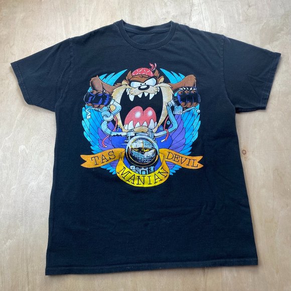 Warner Bros. | Tops | Taz Biker Looney Tunes Black Tasmanian Devil ...